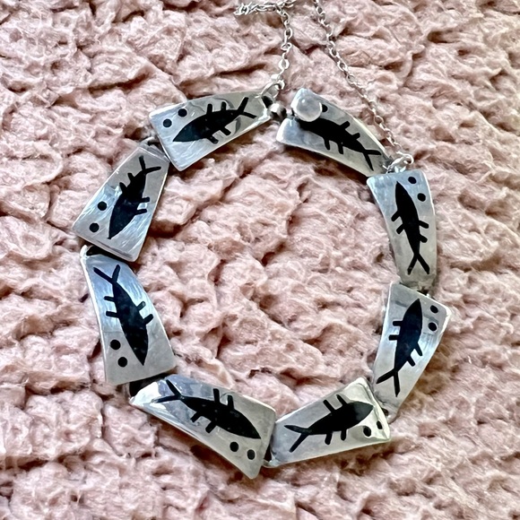 Taxco | Jewelry | Vintage Taxco Jsf Sterling Silver 925black Enamel ...